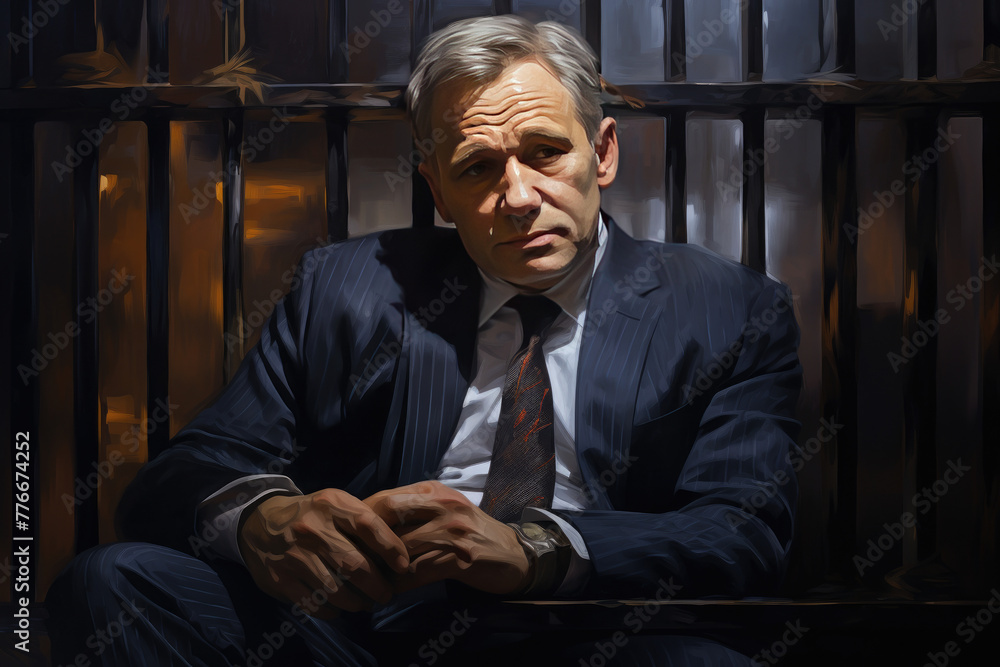 Excecutive Businessman and politician corrupt oldman prisoner in orange ...