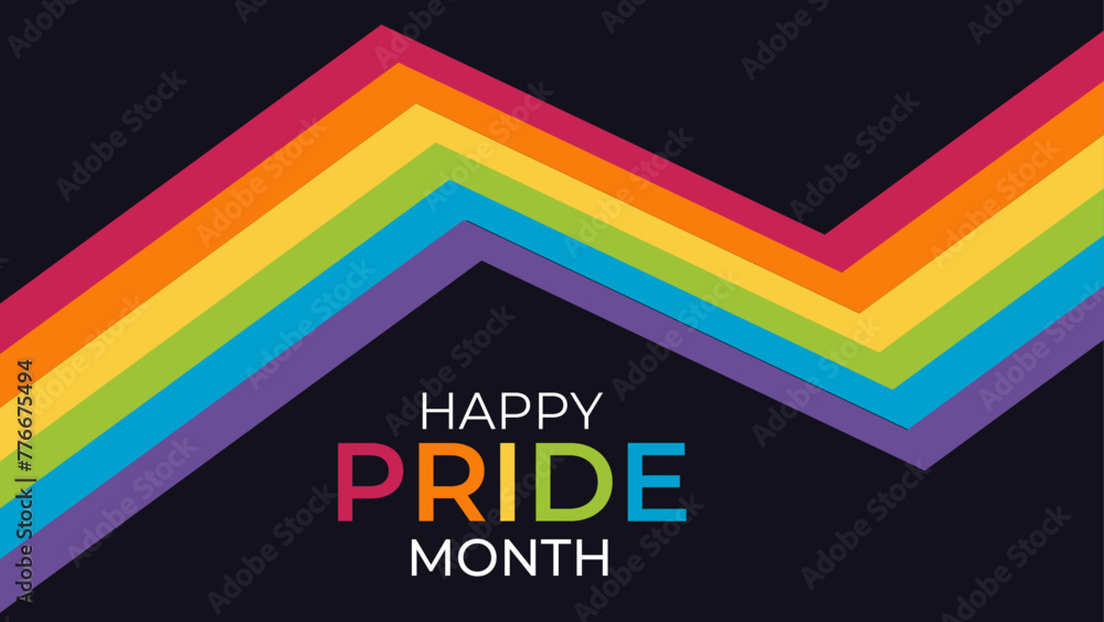 Pride Month, lgbt pride banner with rainbow text, typography, clipart ...