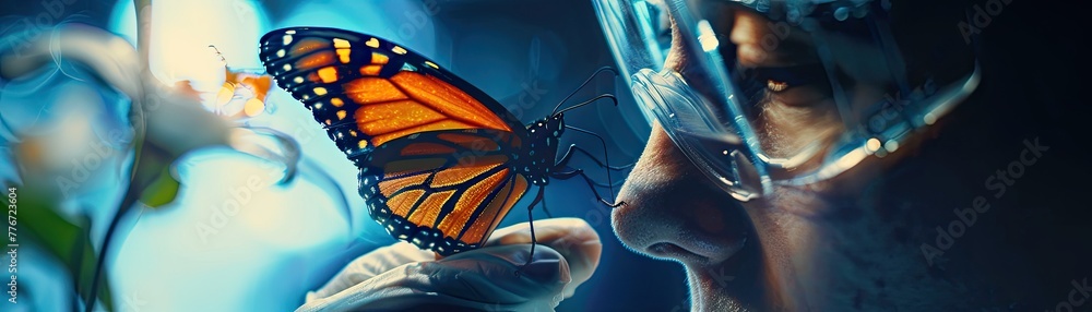 A scientist studying the metamorphosis of a genetically engineered ...