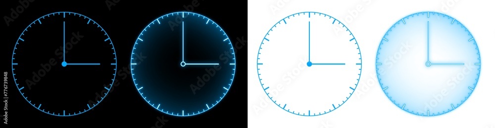 blue glow futuristic analog clock with holographic design transparent ...