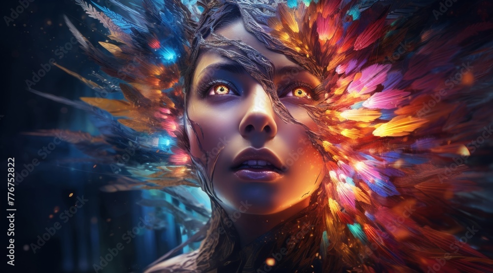 details of a creative abstract portrait capturing the beauty of a young ...