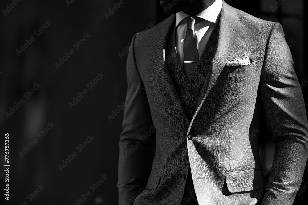 Stylish monochromatic photo emphasizing the elegance of a tailored suit ...