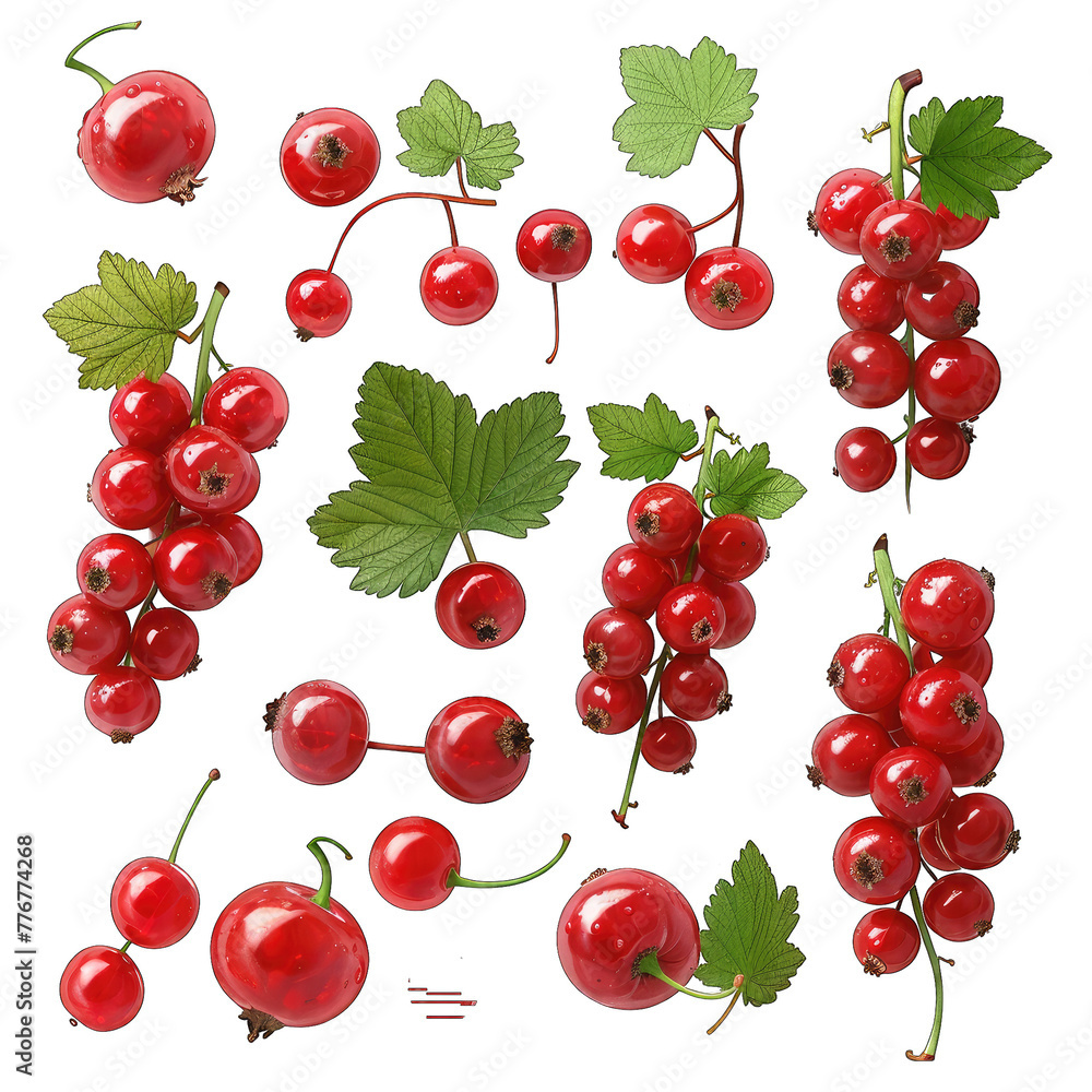 Bright and Juicy Red Currants Illustration on White Background ...