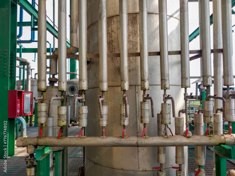 sample valve of a distillation column. each valve represents each tray ...