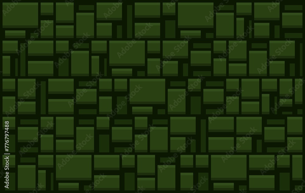 Pixel art dungeon tile set design with shadowing. 2D Brick Green Wall ...