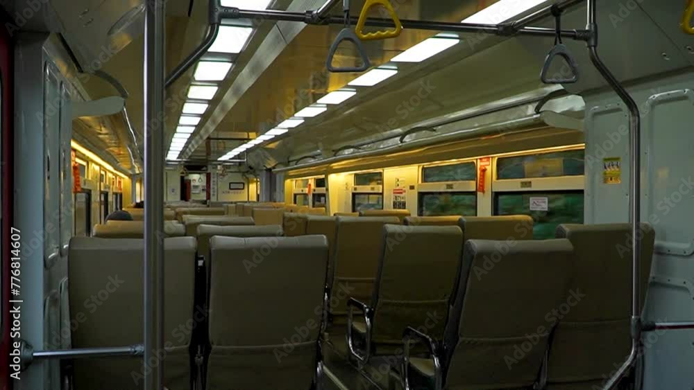 Public trains in Java, Indonesia are empty of passengers when it is ...