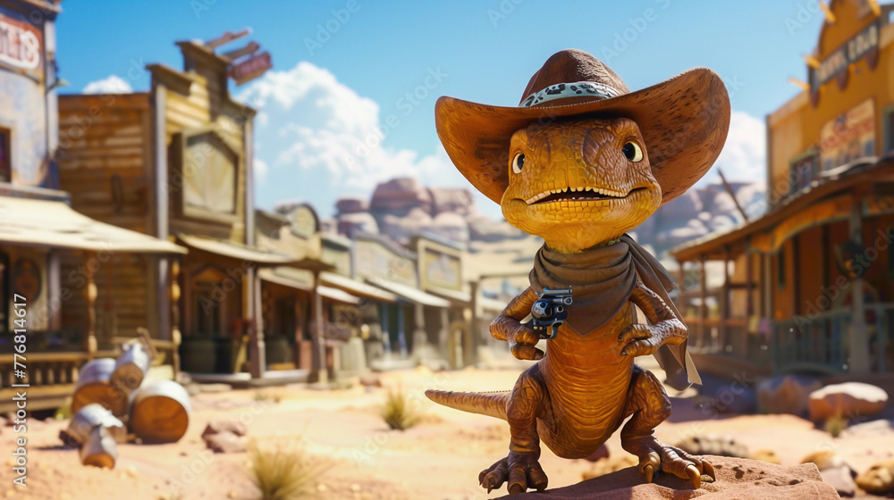 Comic Character Mr. Rango portrait in cowboy style. cute little cowboy ...