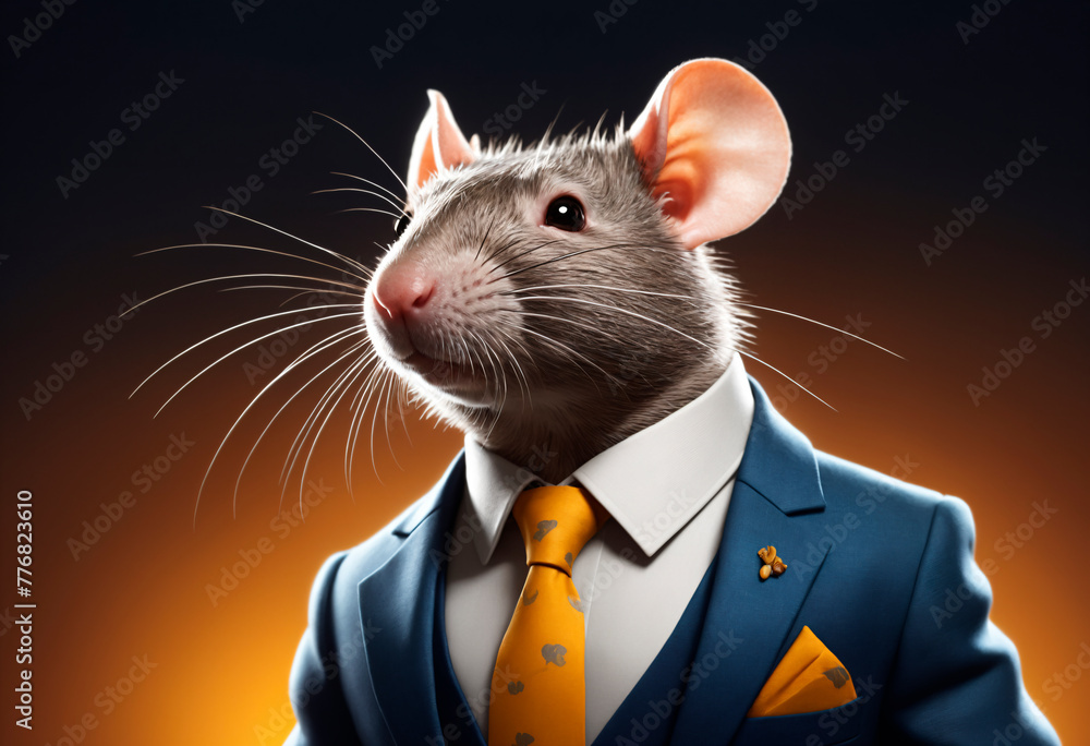 A rat dressed in a formal suit and tie. Rat Wearing Suit and Tie. Stock ...