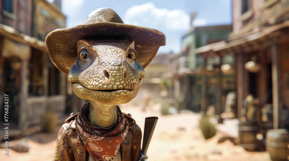 Comic Character Mr. Rango portrait in cowboy style. cute little cowboy ...