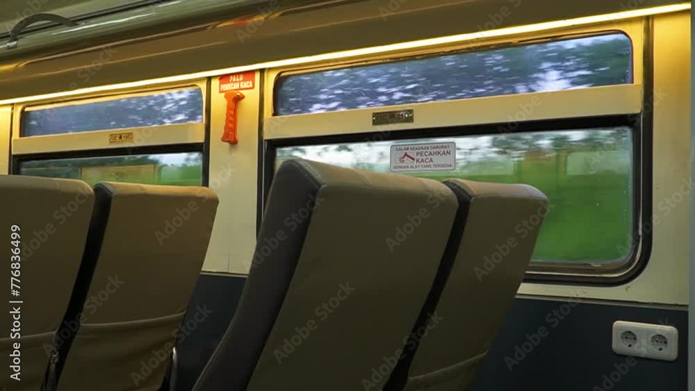 Public trains in Java, Indonesia are empty of passengers when it is ...