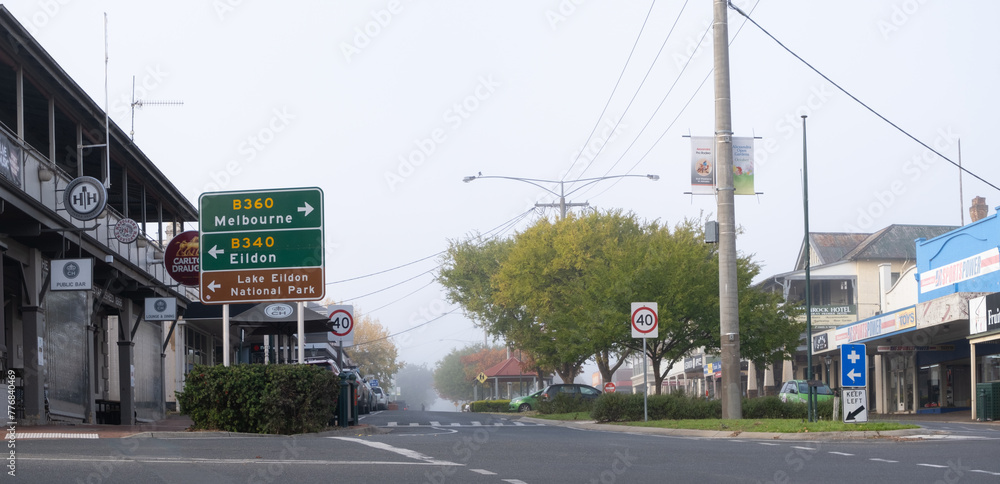 The main street in the town center of Alexandra, Victoria, Australia ...
