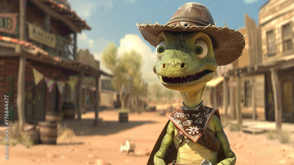 Comic Character Mr. Rango portrait in cowboy style. cute little cowboy ...