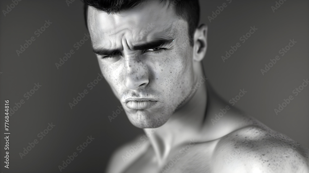 Young guy posing for the camera with furrowed brow and pout, Zoolander ...