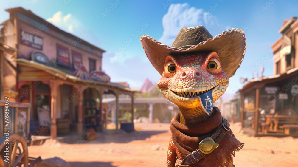 Comic Character Mr. Rango portrait in cowboy style. cute little cowboy ...
