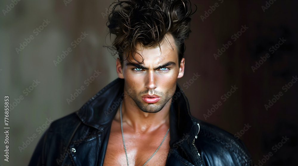 Brooding muscular sigma male trying to look cool with model pose and ...