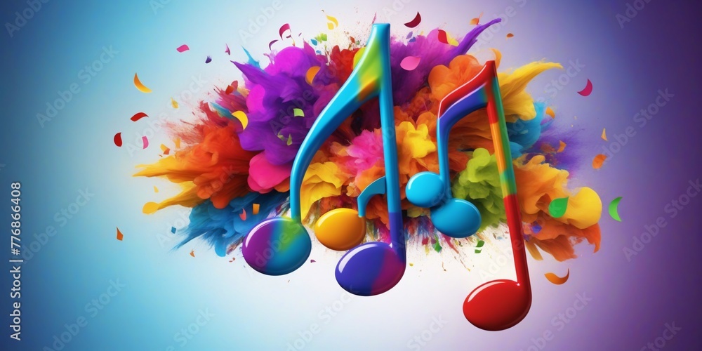 Musical Notes on the Move. A vibrant display of colorful musical notes ...