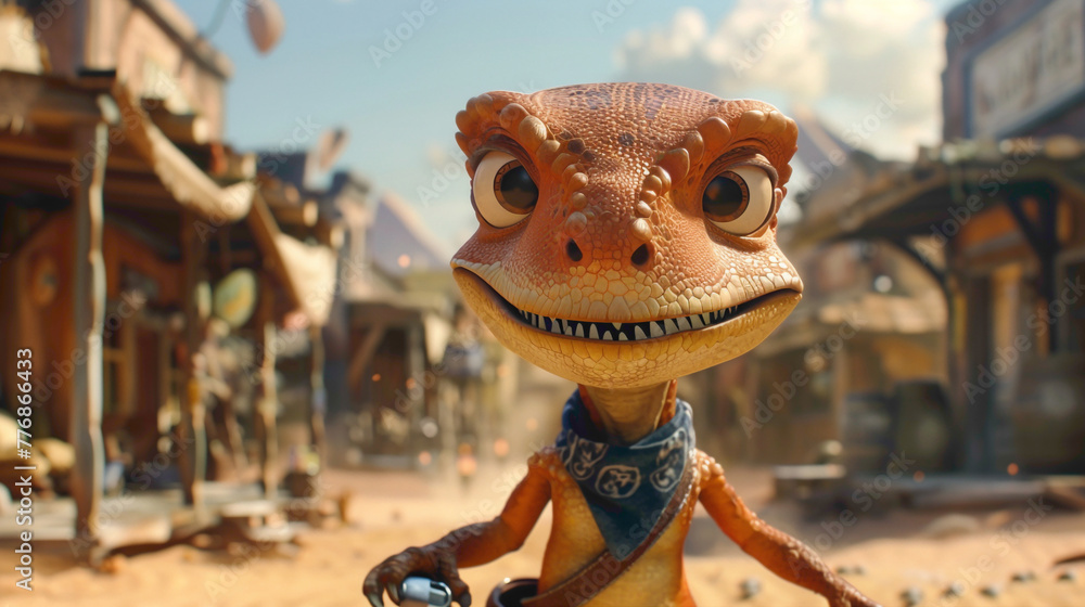 Comic Character Mr. Rango portrait in cowboy style. cute little cowboy ...