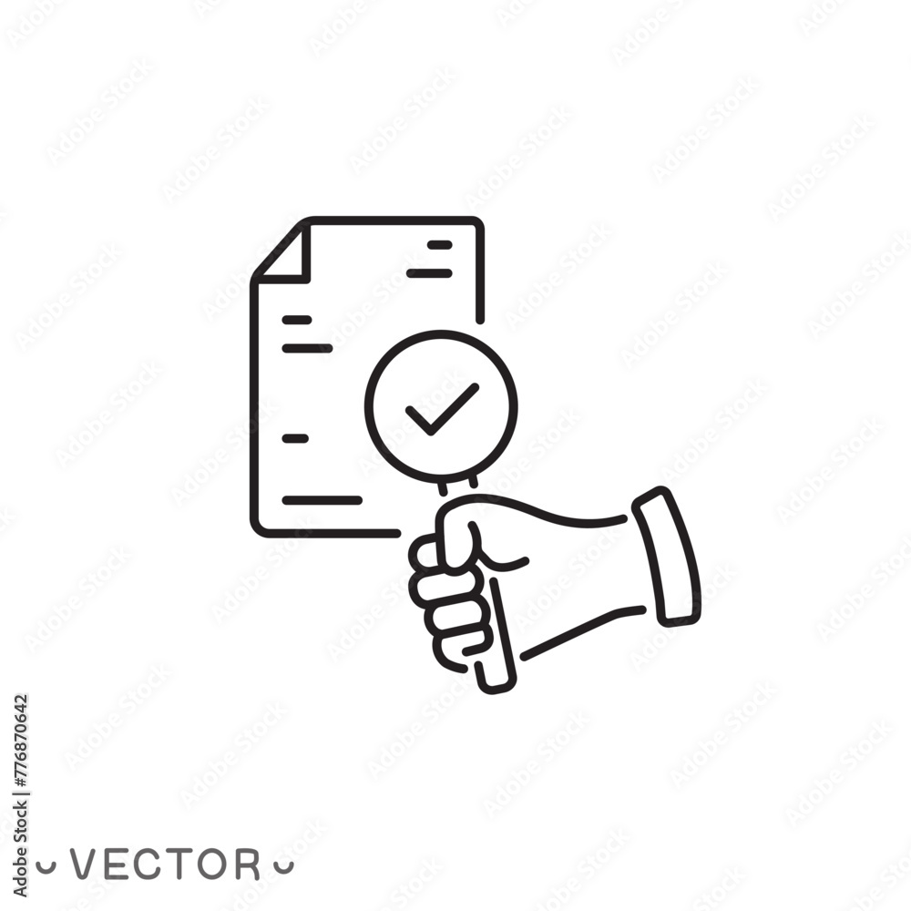 review audit sign, compliance quality control icon, check on a paper ...