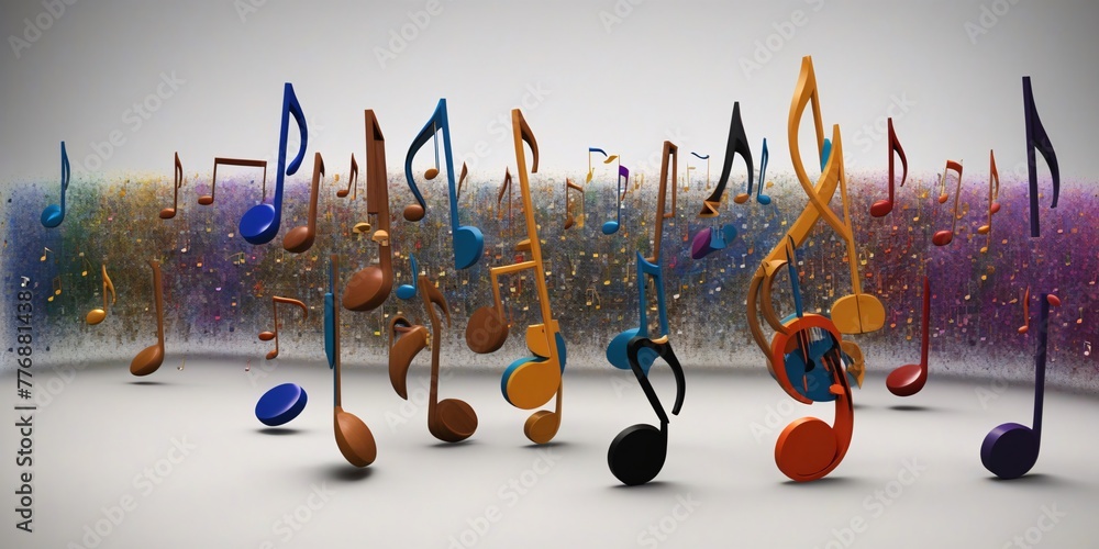 Musical Notes on the Move. A vibrant display of colorful musical notes ...