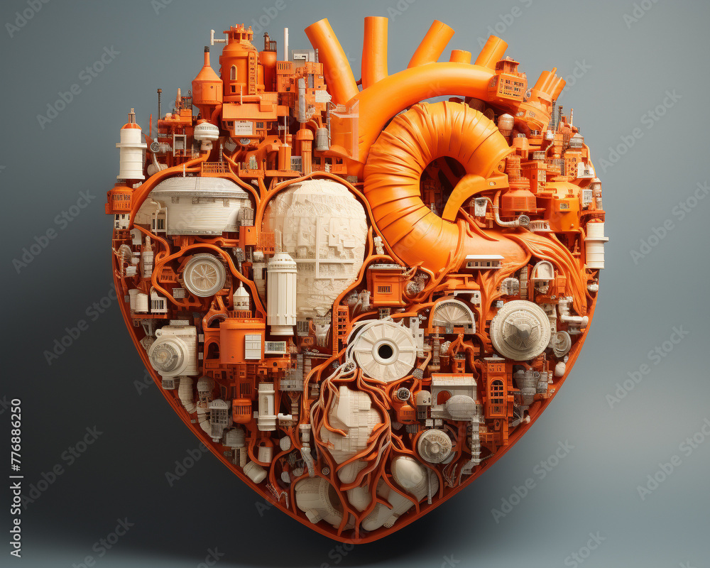 Heart Under Siege: A heart surrounded by risk factors (clay-rendered ...