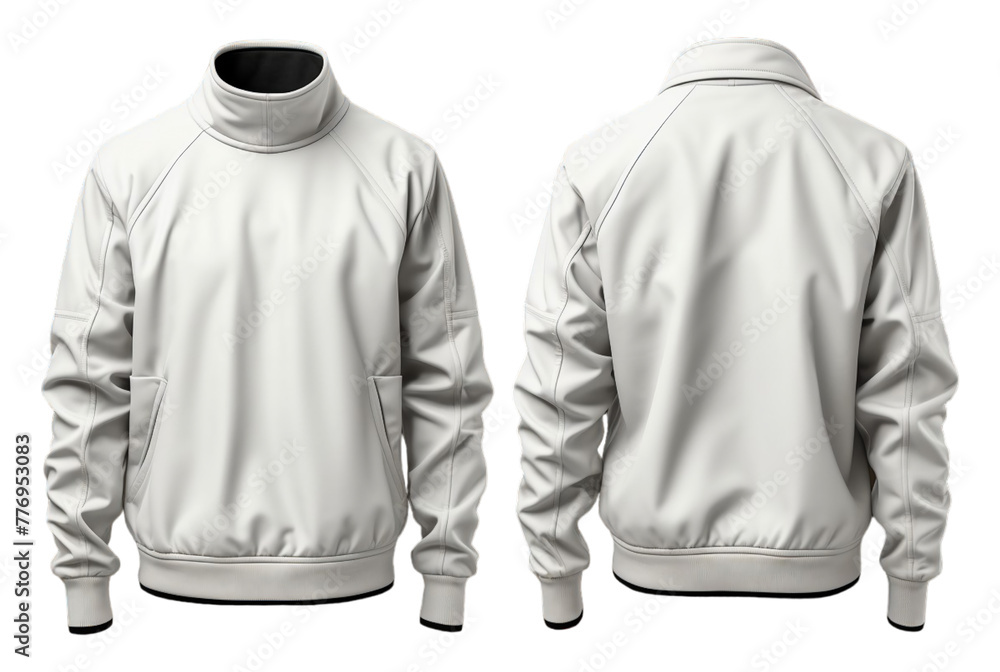 Plain white jacket mockup, Front and back view, isolated on transparent ...