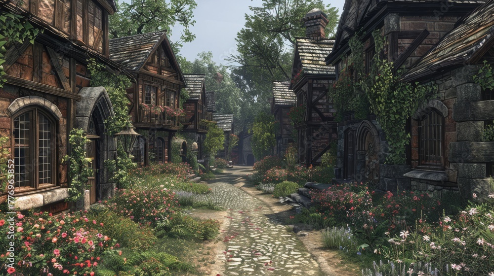 Medieval Village: Capture quaint medieval village streets, timber ...