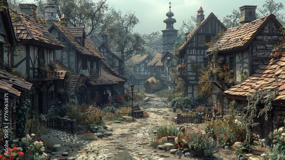 Medieval Village: Capture quaint medieval village streets, timber ...