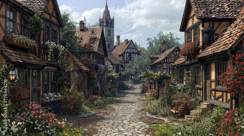 Medieval Village: Capture quaint medieval village streets, timber ...