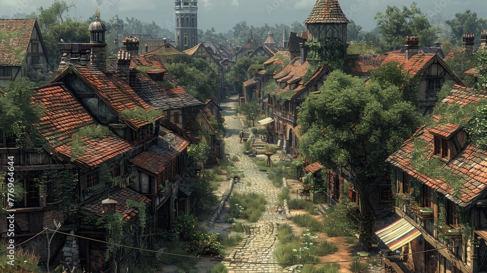 Medieval Village: Capture quaint medieval village streets, timber ...