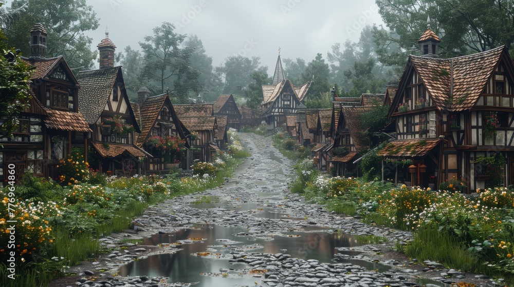 Medieval Village: Capture quaint medieval village streets, timber ...