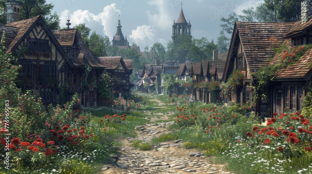 Medieval Village: Capture quaint medieval village streets, timber ...