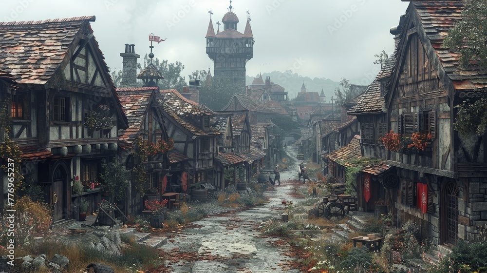 Medieval Village: Capture quaint medieval village streets, timber ...