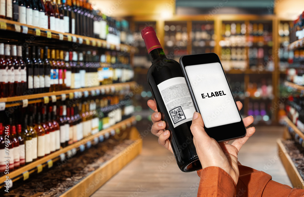 Mockup mobile app for scanning and reading e-labels in retail. Phone ...