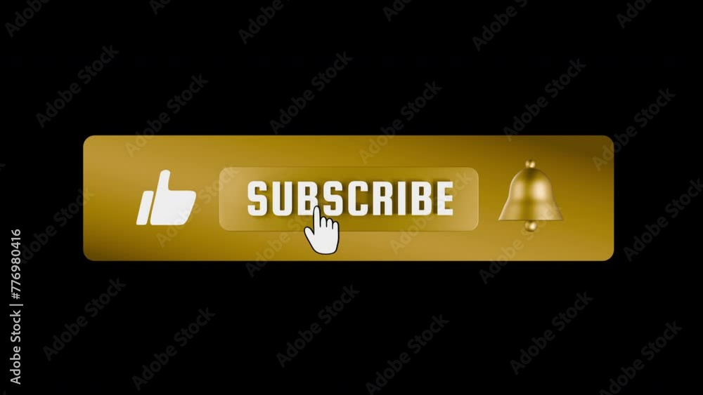 Gold subscribe button animation with alpha channel use as a lower third ...