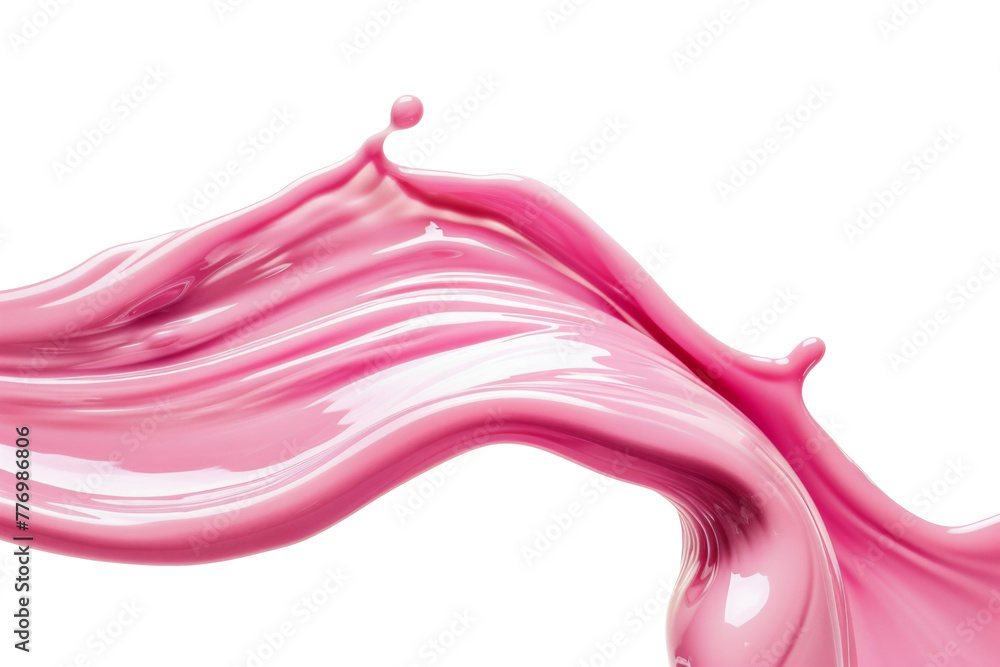 Strawberry milk swirl splash with little bubbles isolated on background ...