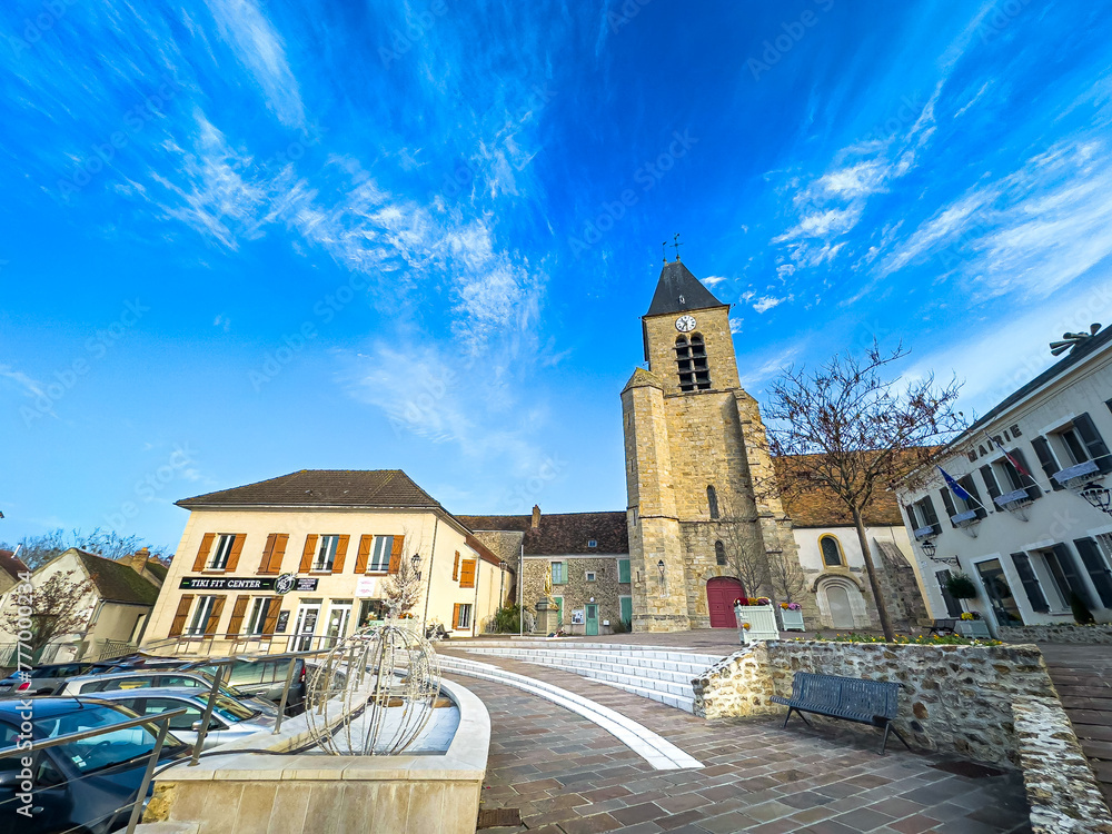 Vert le Grand, FRANCE - December 2, 2023: Street view of old village ...