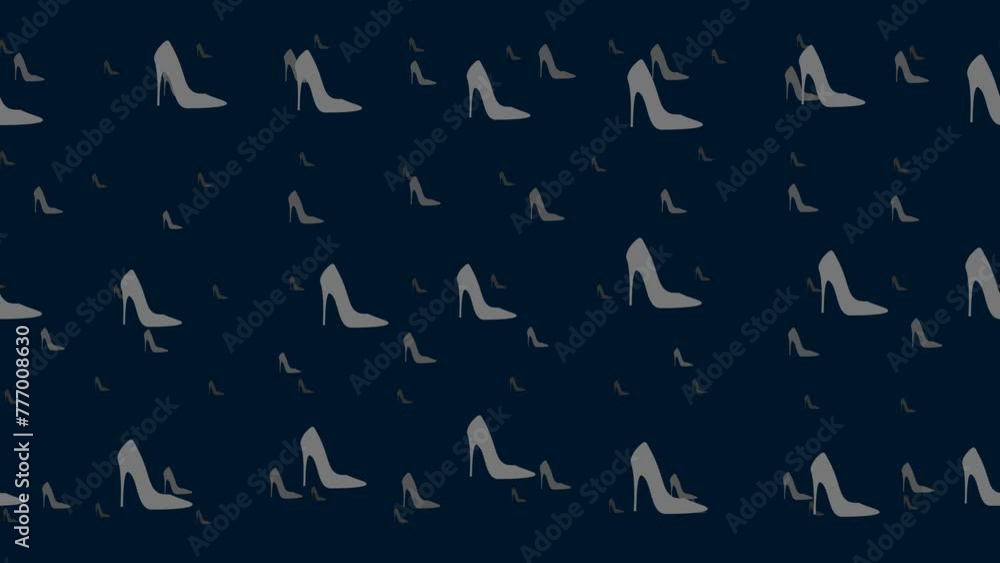 High heel shoe symbols float horizontally from left to right. Parallax ...