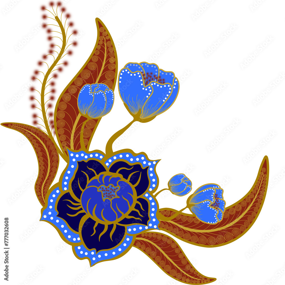 batik motifs of flower petals and leaves, Javanese batik patterns with ...