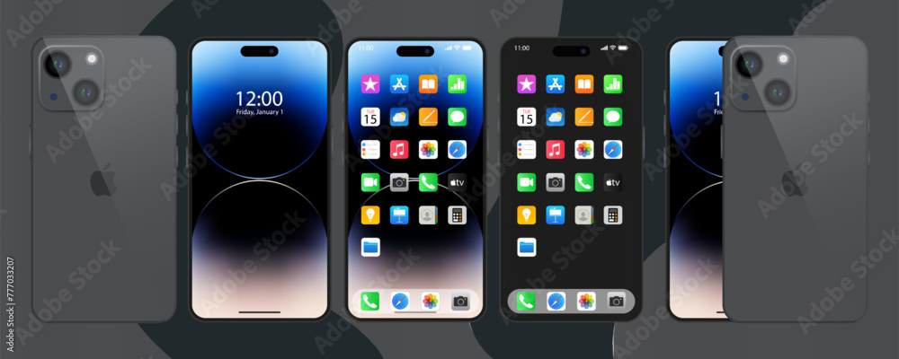 Iphone 15, black, Apple mockup. Apple interface, Apple apps, Apple logo ...