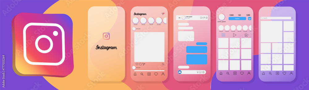 Instagram, Instagram logo on the left side. Instagram mockup, login ...
