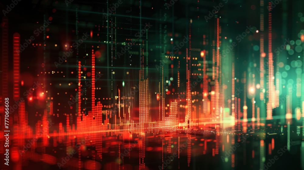 A holographic display of a computer screen with code overflowing from it. Holographic display of ...