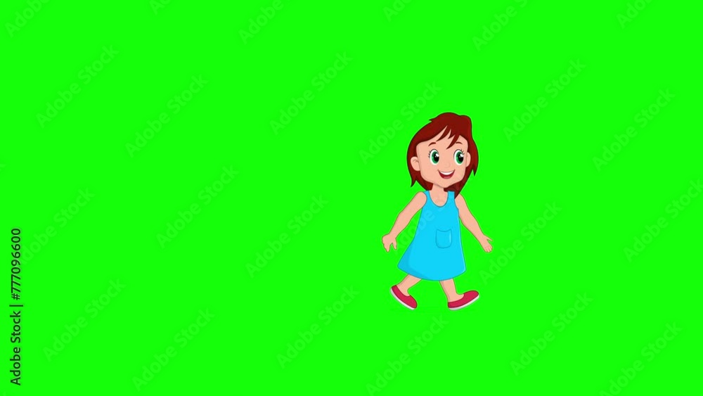 Walking cycle of a girl 2d character, little happy kid walk cycle ...