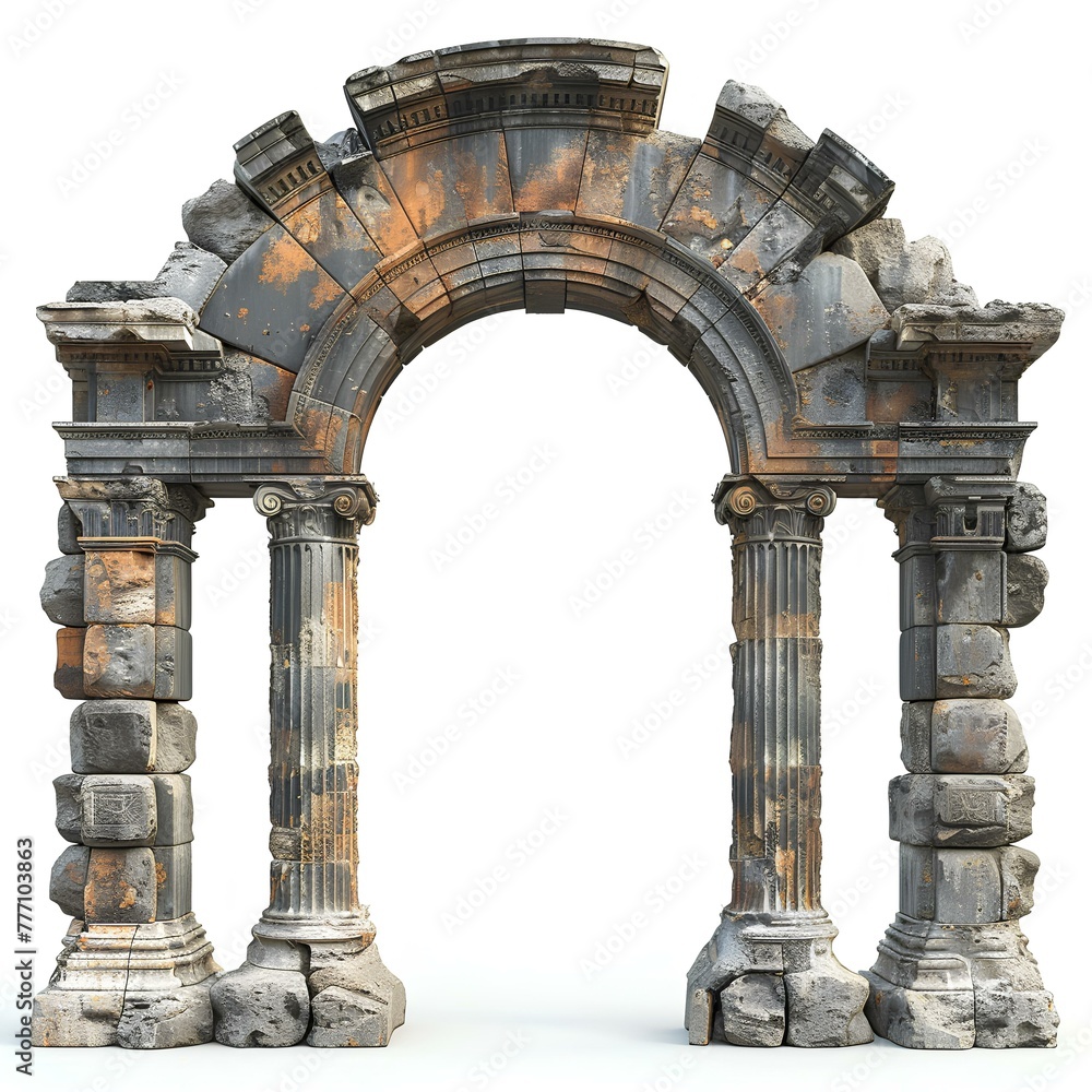 Ancient Greek arch of triumph isolated on white background with shadow ...