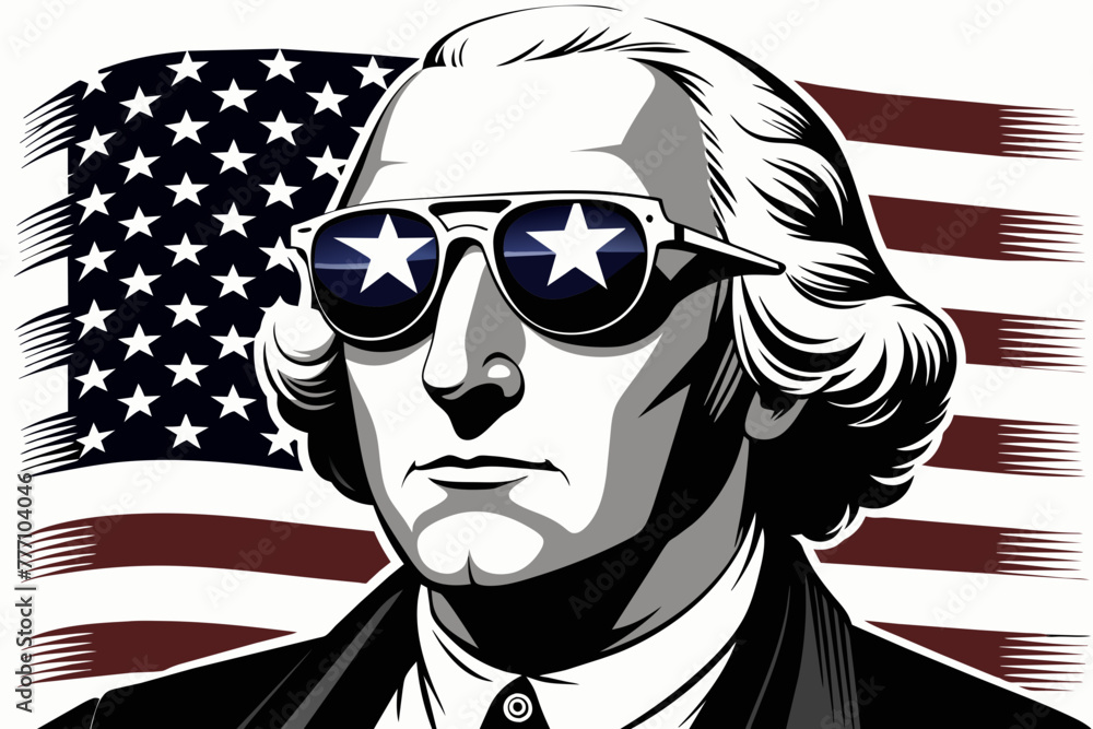 black and white george washington background white Stock Vector | Adobe ...