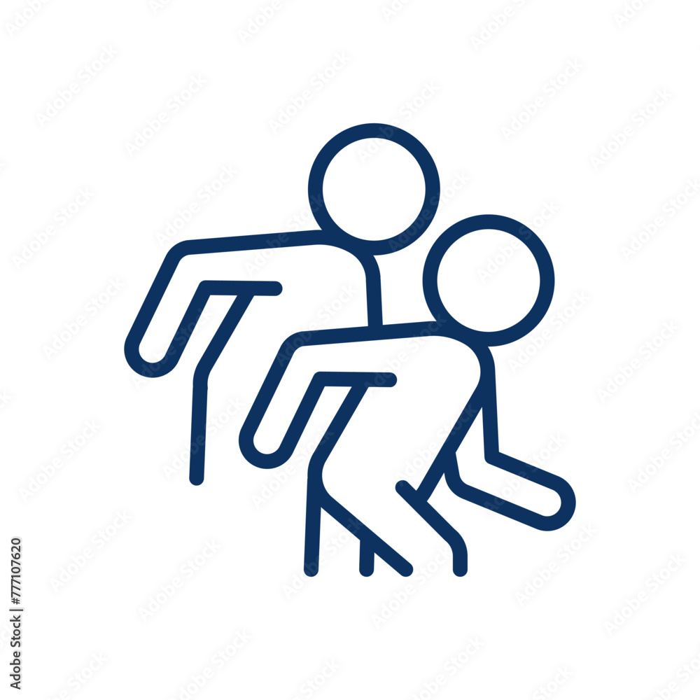 Competitive Spirit Icon. Thin Line Illustration of Two Figures in a ...