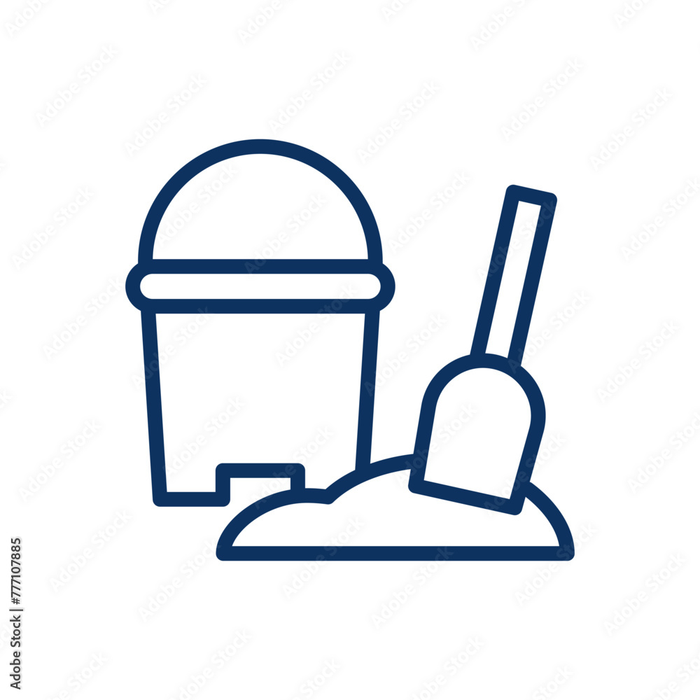Sand Toys Icon. Thin Line Illustration of a Bucket and Shovel for Beach ...