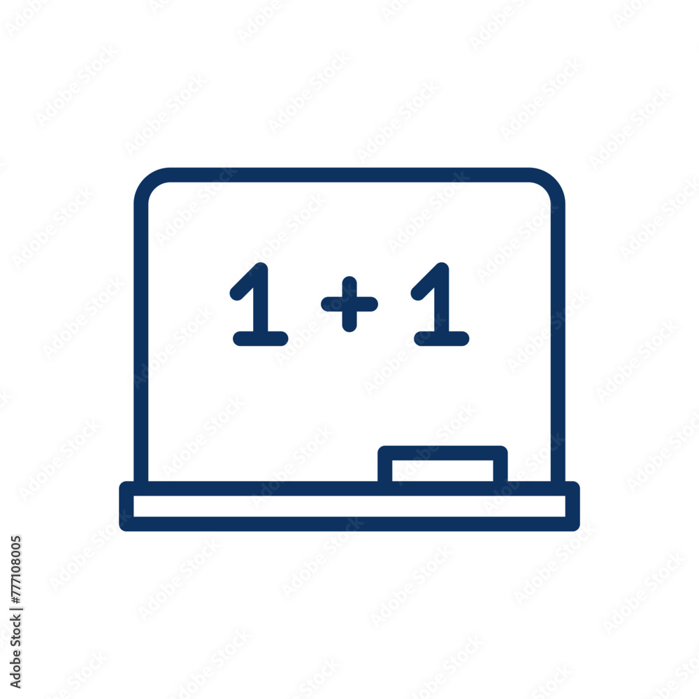 Mathematics Education Icon. Thin Line Illustration of Chalkboard with ...