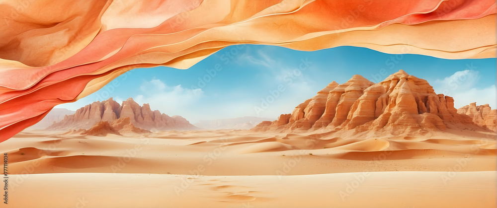 for advertisement and banner as Desert Mirage Watercolor illusions of a ...