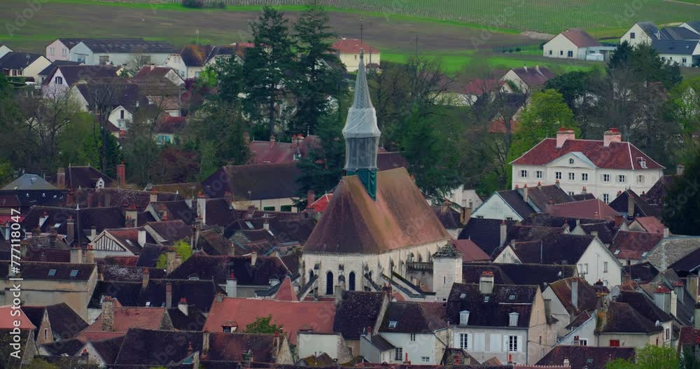 Natural disaster in Burgundy, France. Water flooded a city in the Yonne ...