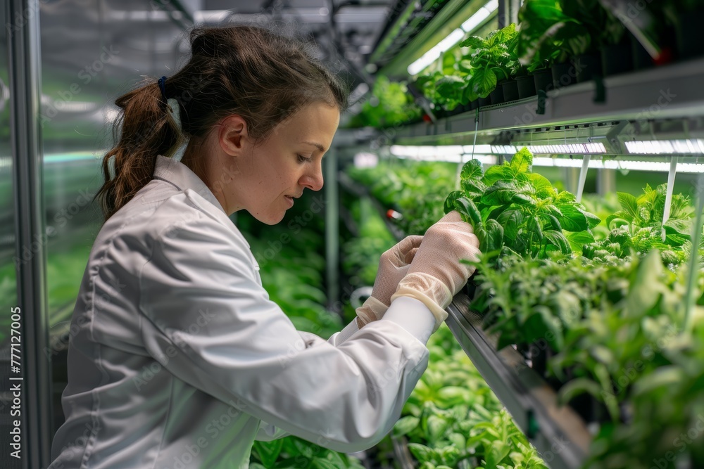 Eco Innovation: Expert Testing Plant Cultivation in Vertical Lab Stock ...